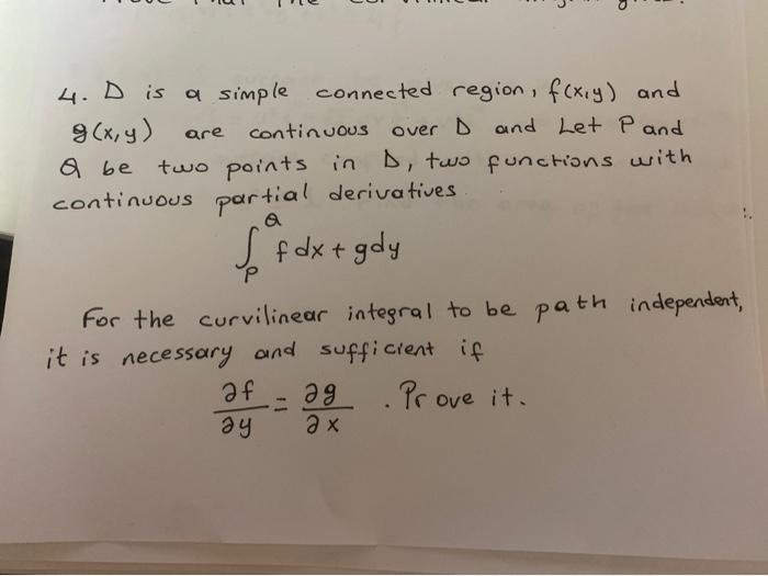Solved are 4.D is a simple connected region, f(x,y) and | Chegg.com