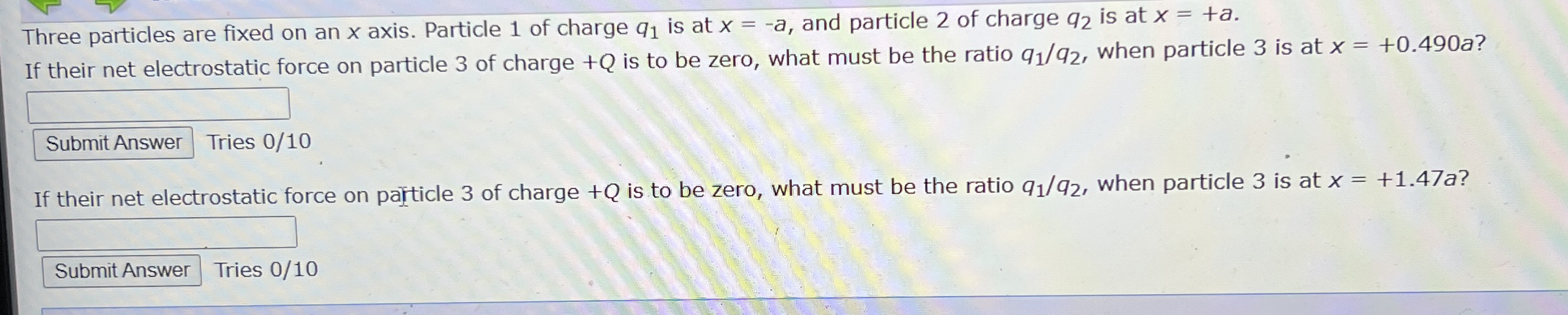 Three particles are fixed on an x ﻿axis. Particle 1 | Chegg.com