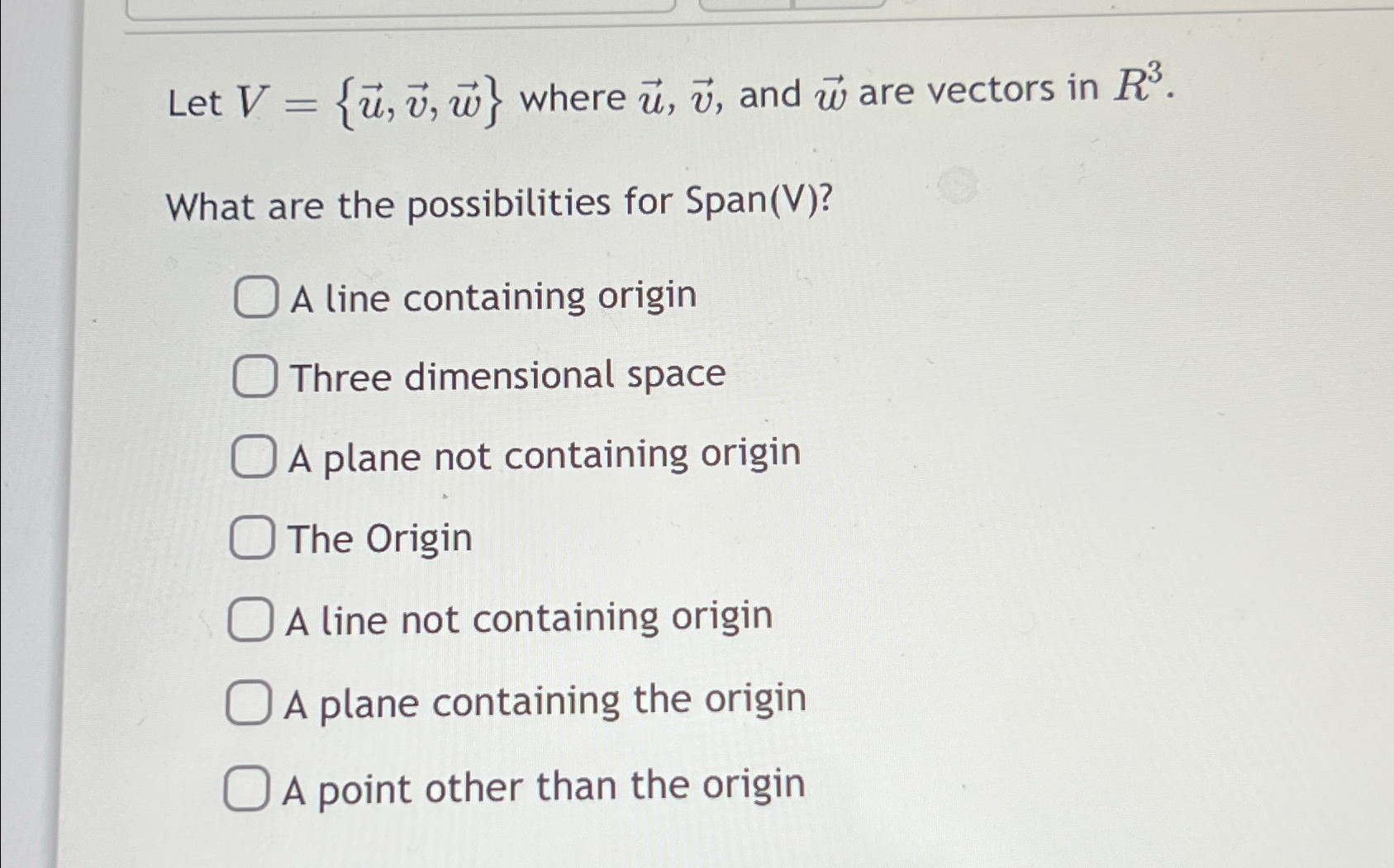 Solved Let V={vec(u),vec(v),vec(w)} ﻿where vec(u),vec(v), | Chegg.com