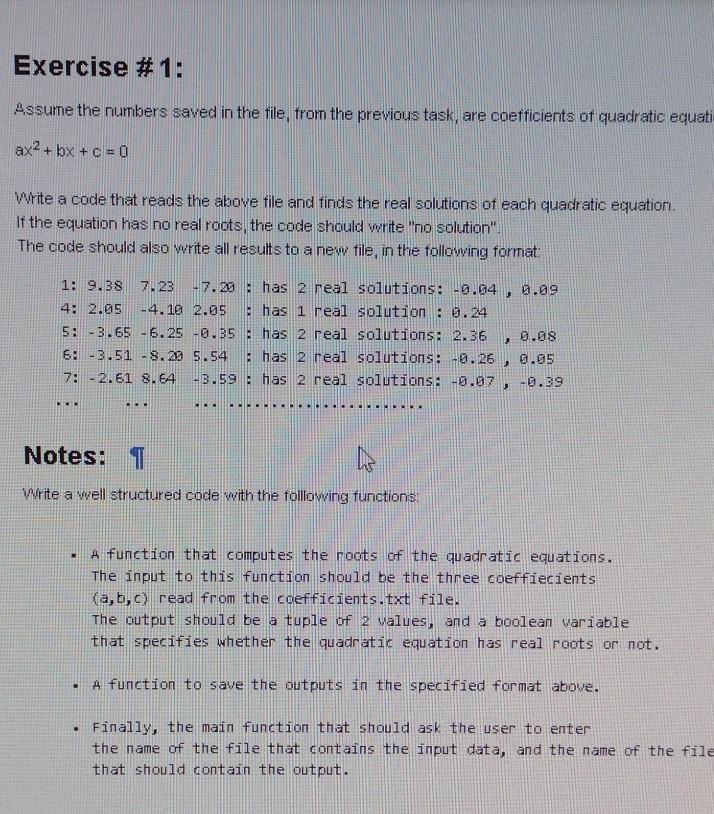 Solved Exercise #1: Assume the numbers saved in the file, | Chegg.com