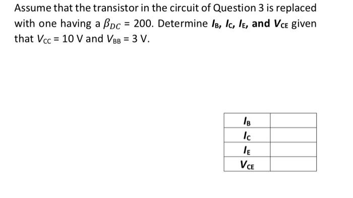 Solved Assume that the transistor in the circuit of Question | Chegg.com