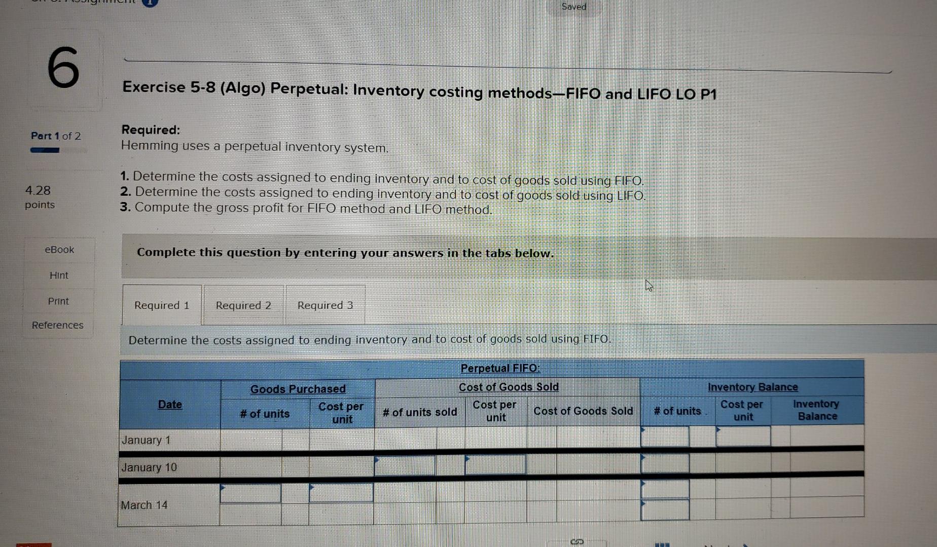 Solved 6 ! Part 1 of 2 Required information Use the | Chegg.com
