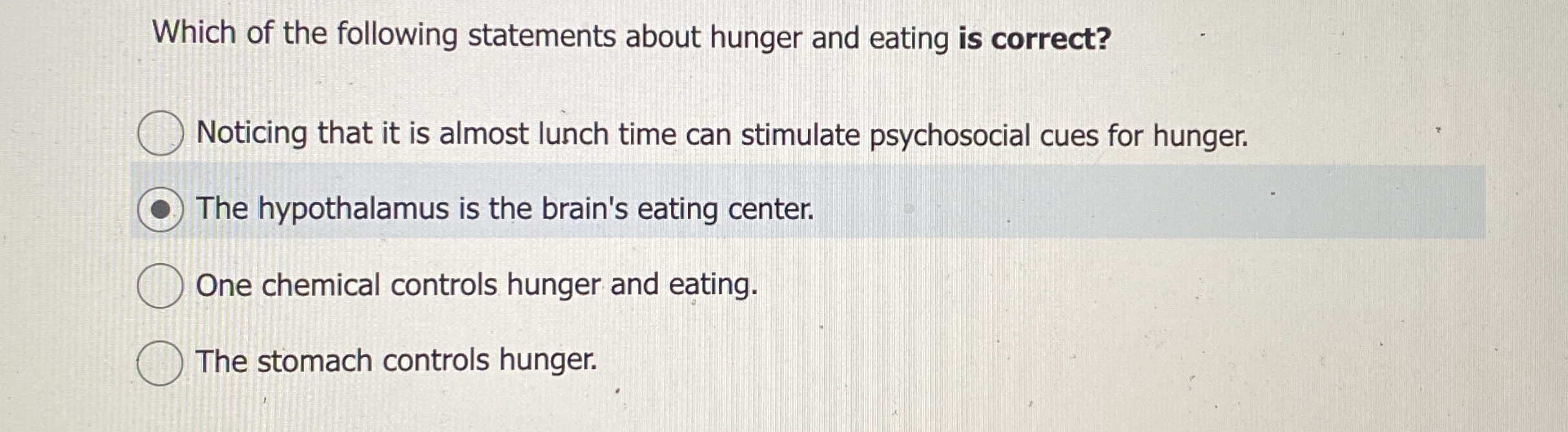 Solved Which of the following statements about hunger and | Chegg.com
