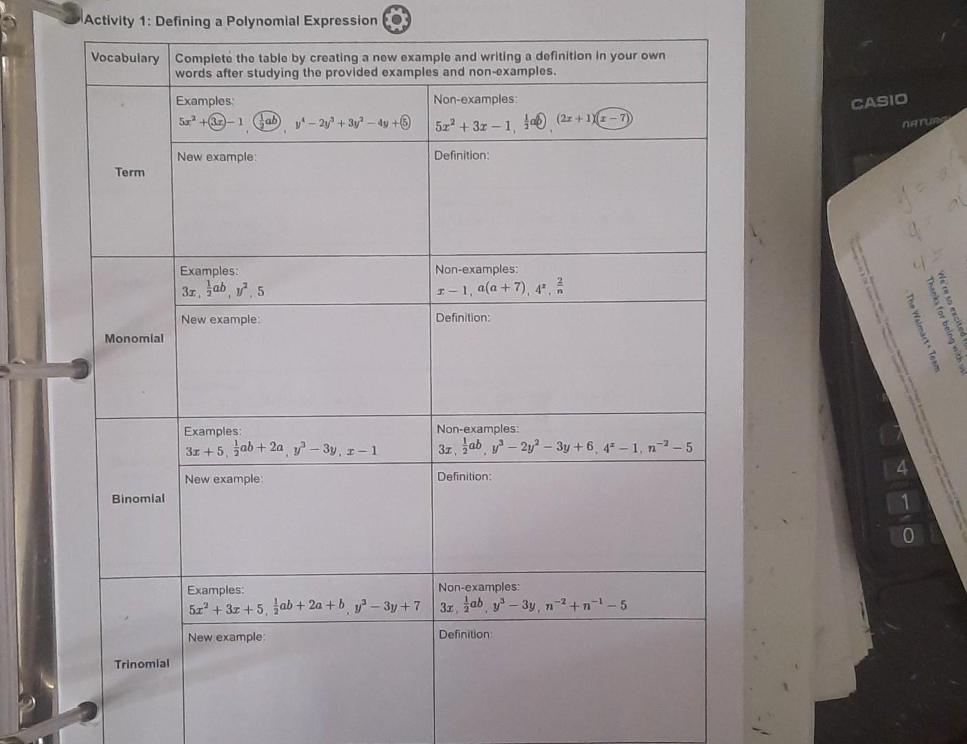 Solved Activity 1: Defining a Polynomial | Chegg.com