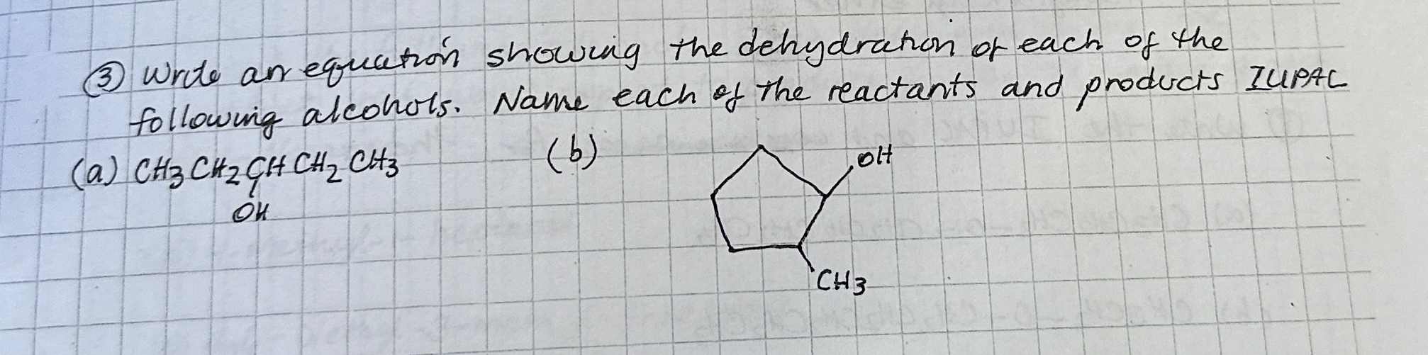 Solved Write an equation showing the dehydration of each of | Chegg.com