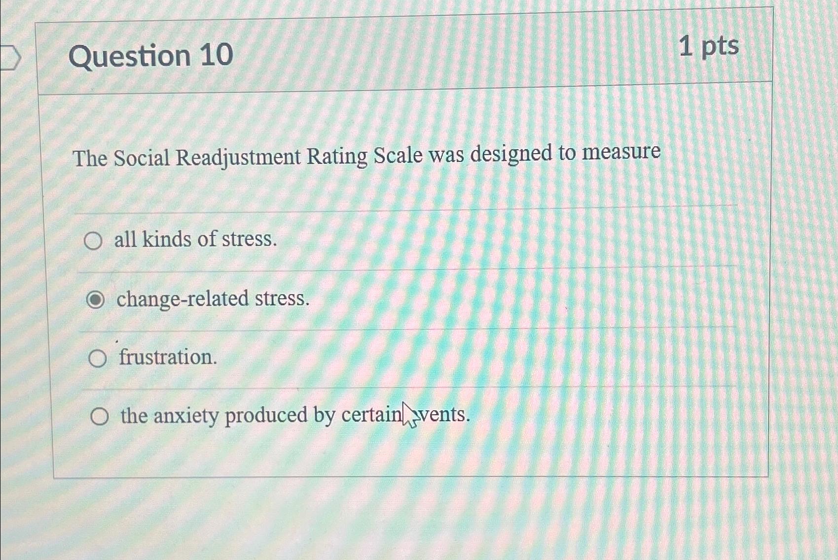 Solved Question 101 ﻿ptsThe Social Readjustment Rating Scale | Chegg.com