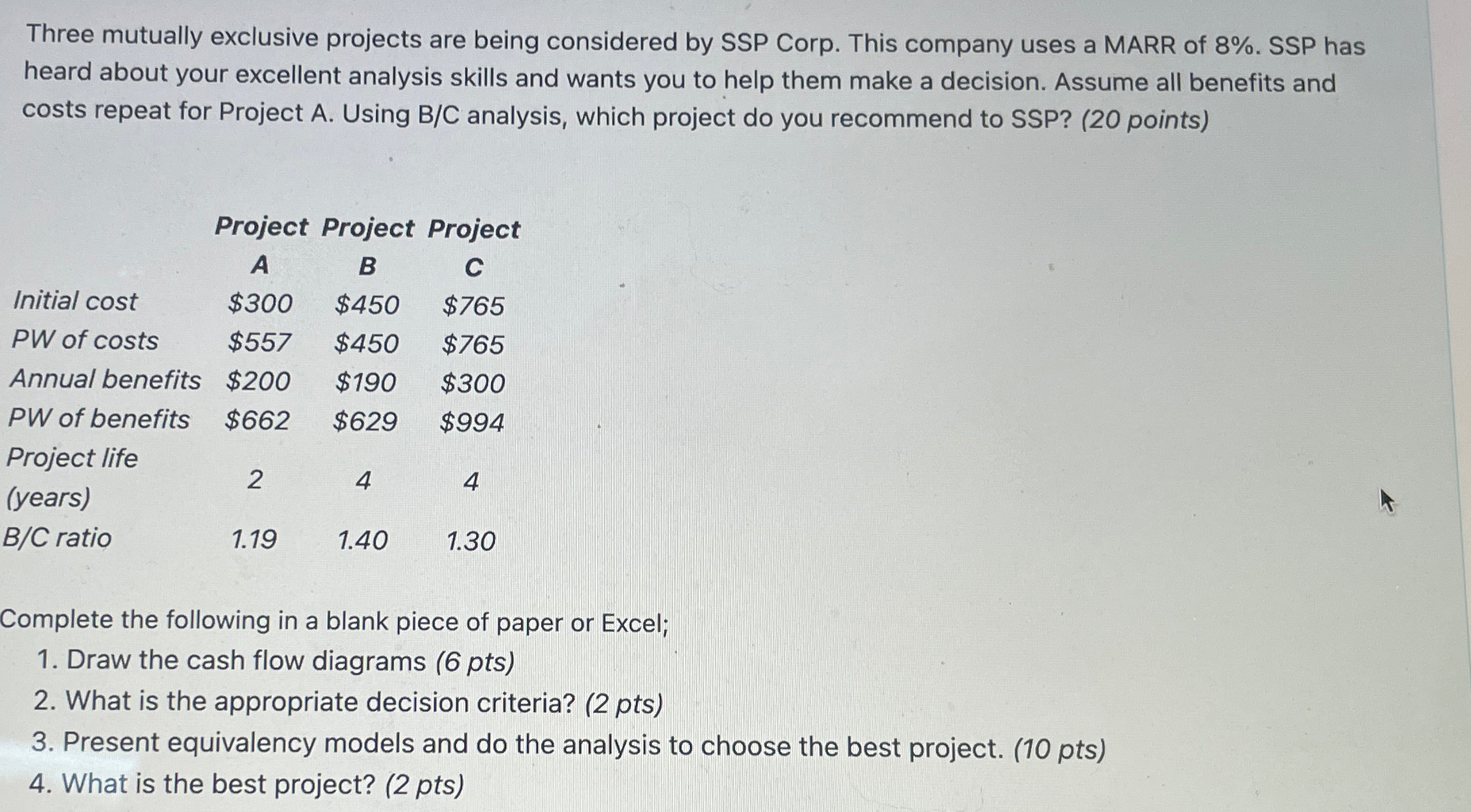 Solved Three mutually exclusive projects are being | Chegg.com