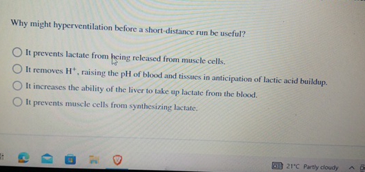 Solved Why might hyperventilation before a short-distance | Chegg.com