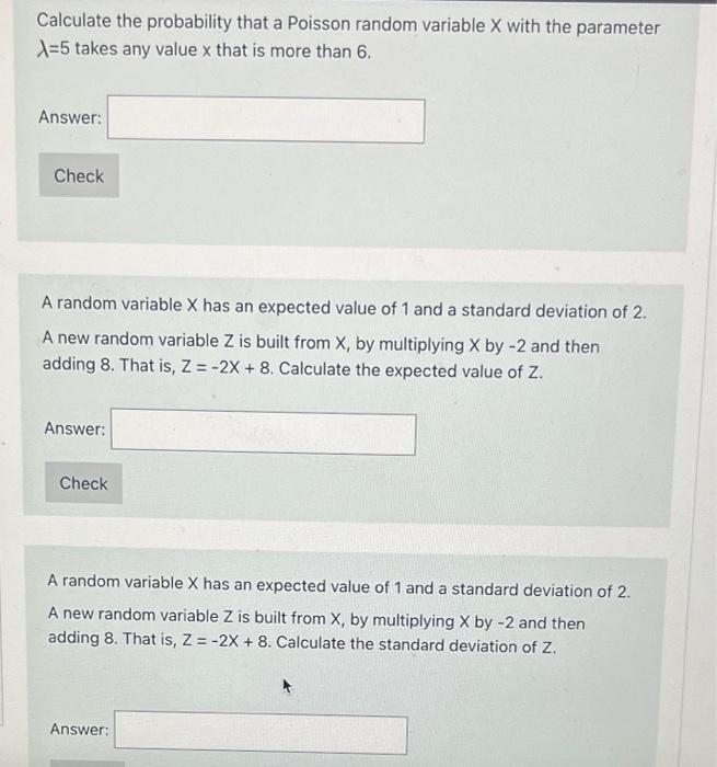Solved Calculate the probability that a Poisson random | Chegg.com