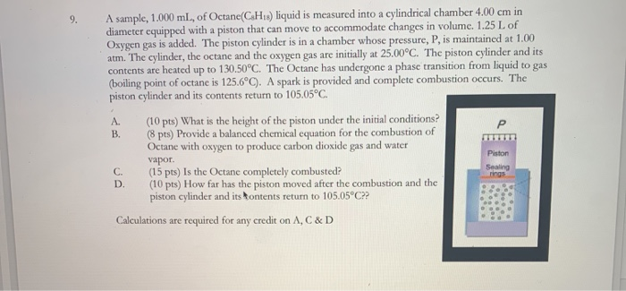 Solved 9. A sample, 1.000 mL, of Octane(CH) liquid is | Chegg.com