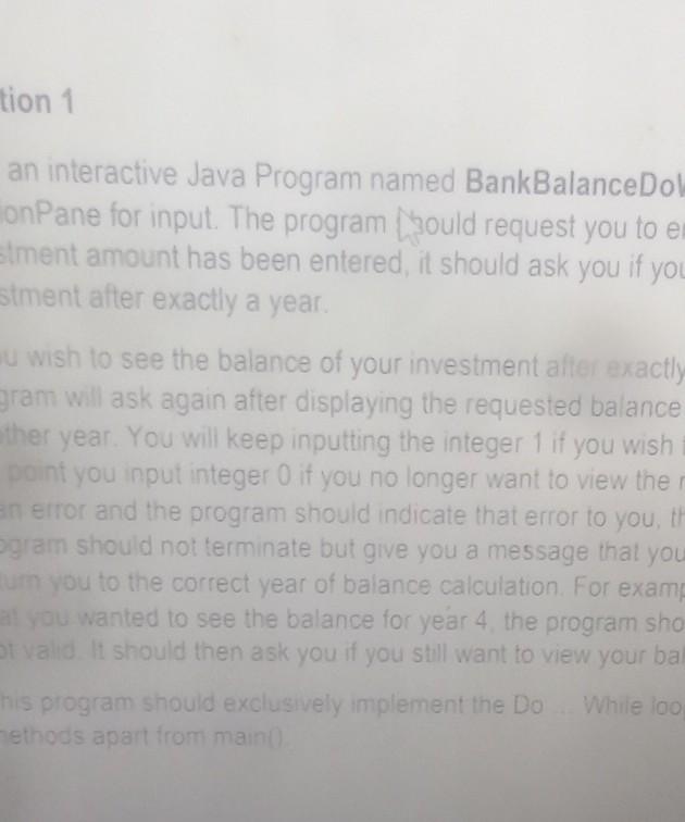 ion 1 an interactive Java Program named BankBalanceDo | Chegg.com