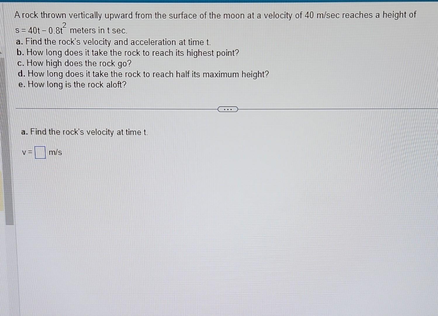 Solved A rock thrown vertically upward from the surface of | Chegg.com