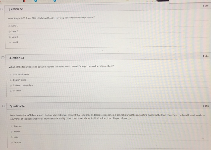 Solved 1 pts Question 22 According to ASC Topic 820 which | Chegg.com