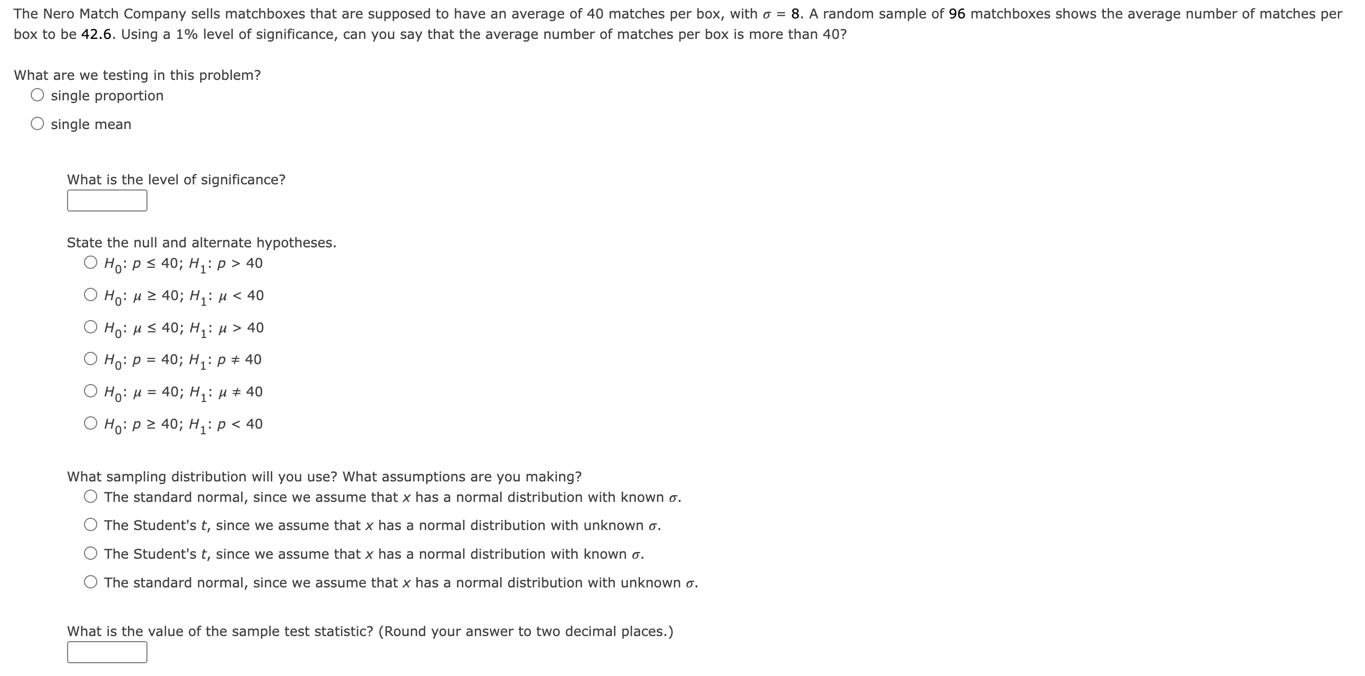 Solved box to be 42.6. ﻿Using a 1% ﻿level of significance, | Chegg.com