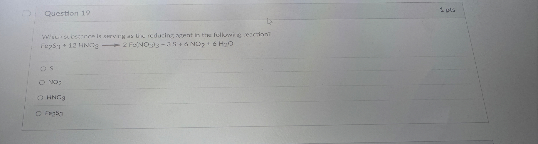 Solved Question 191 ﻿ptsWhich substance is serving as the | Chegg.com