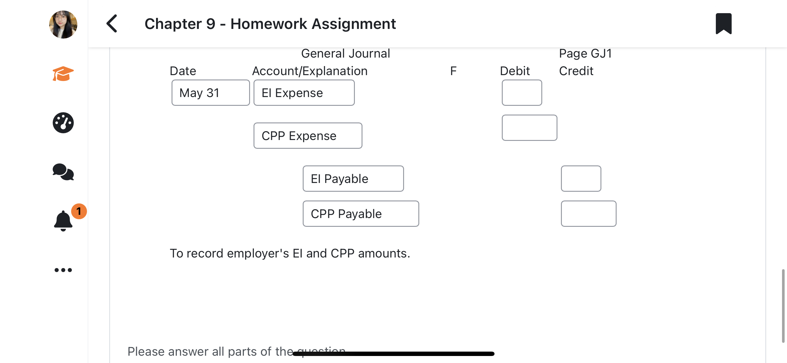 Chapter 9 - ﻿Homework AssignmentGeneral | Chegg.com