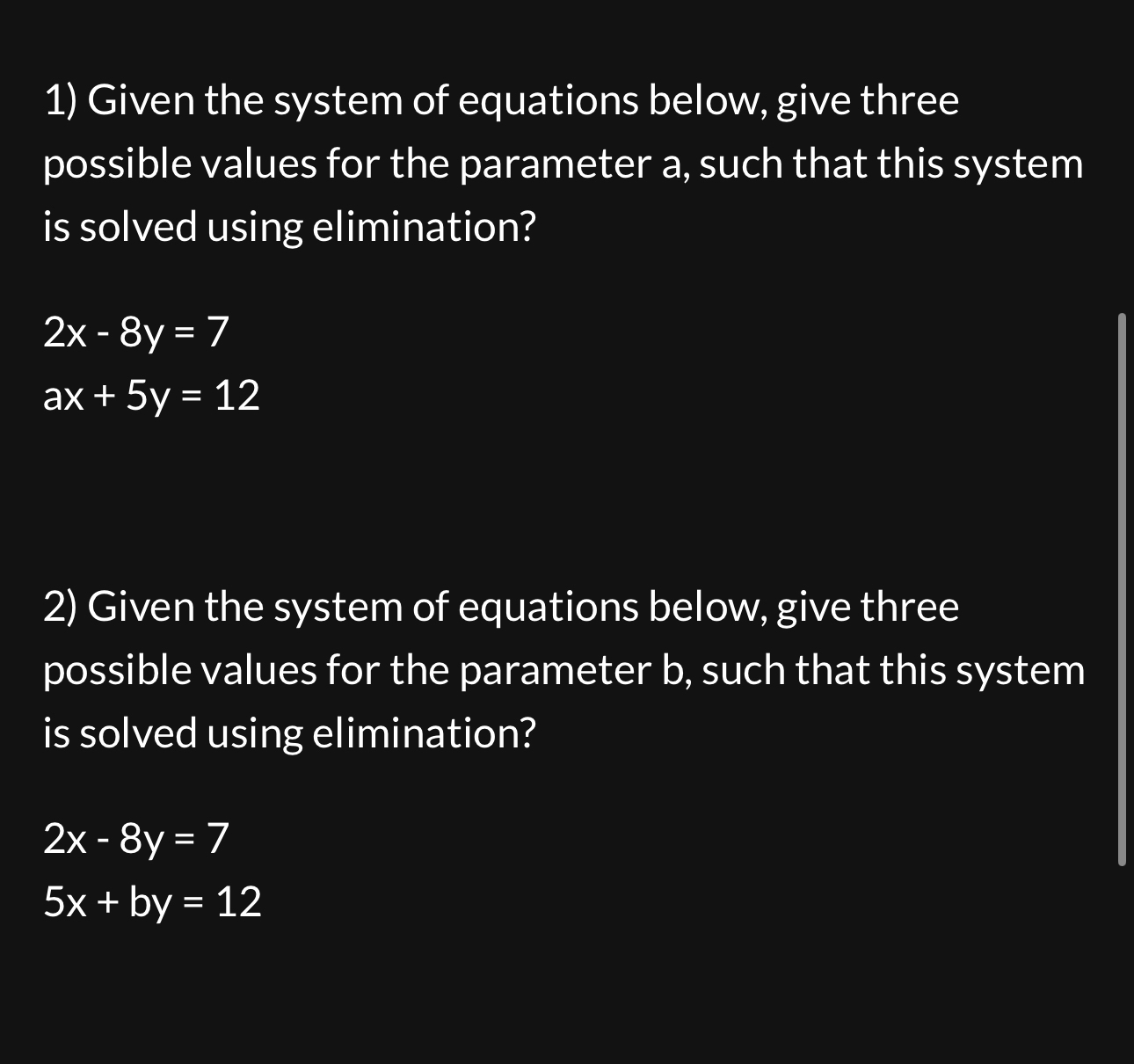 Solved Given the system of equations below, give three | Chegg.com