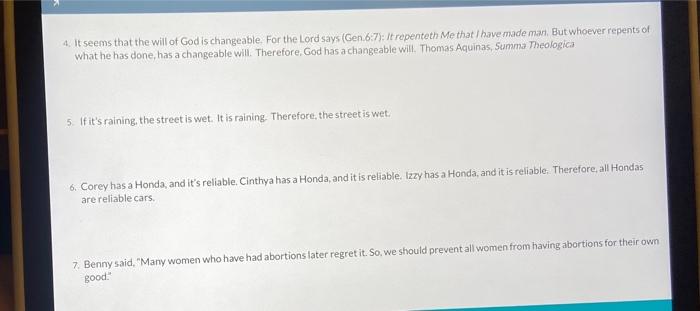 For each of the following arguments, determine if it | Chegg.com