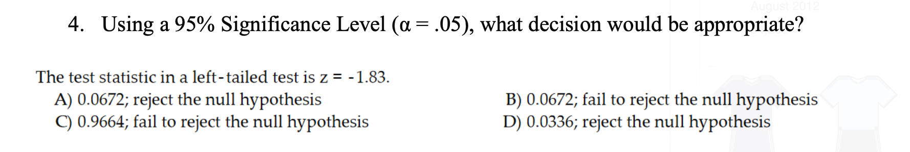 Using a 95% ﻿Significance Level (α=.05), ﻿what | Chegg.com