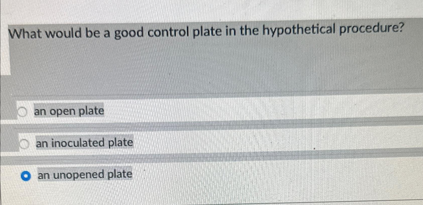 Solved What would be a good control plate in the | Chegg.com
