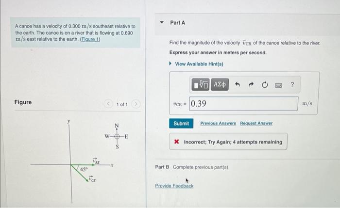 Solved Find the magnitude of the velocity vCR of the canoe | Chegg.com