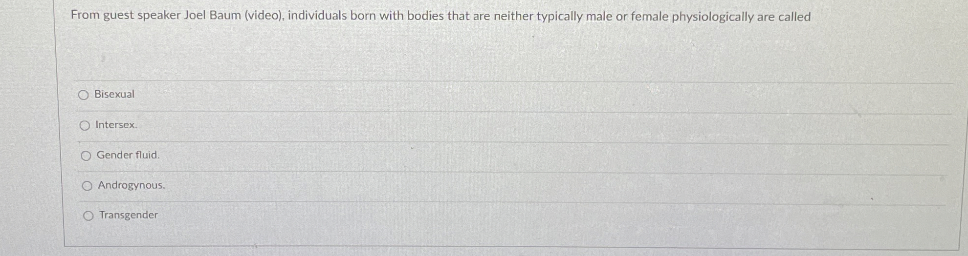 Solved From guest speaker Joel Baum (video), ﻿individuals | Chegg.com