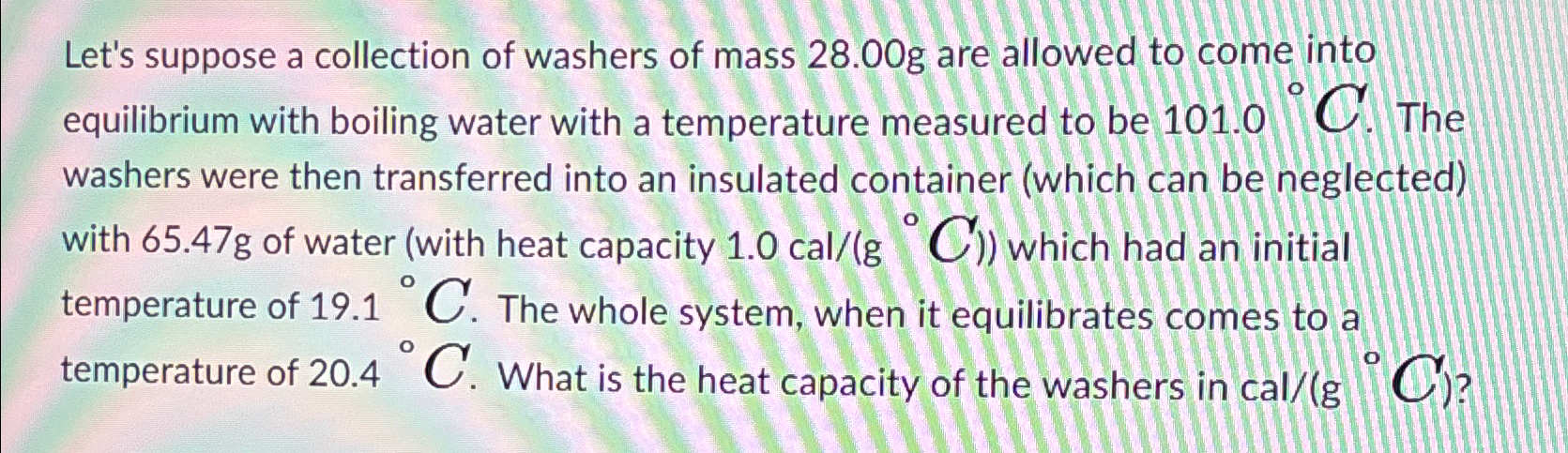 Solved Let's suppose a collection of washers of mass 28.00g | Chegg.com