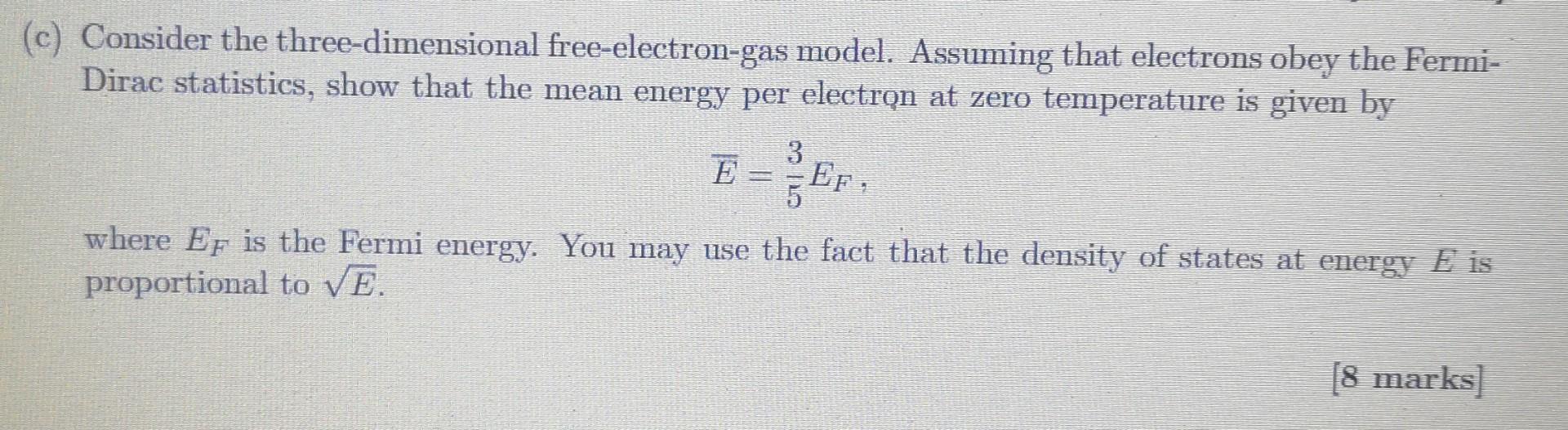Solved (c) Consider the three-dimensional free-electron-gas | Chegg.com