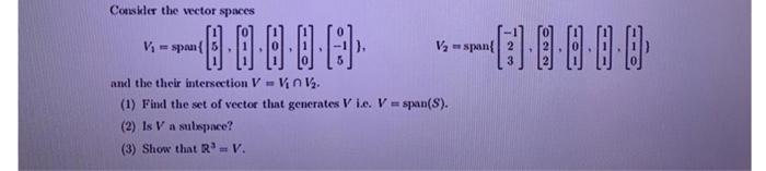 Solved Consider the vector spaces | Chegg.com