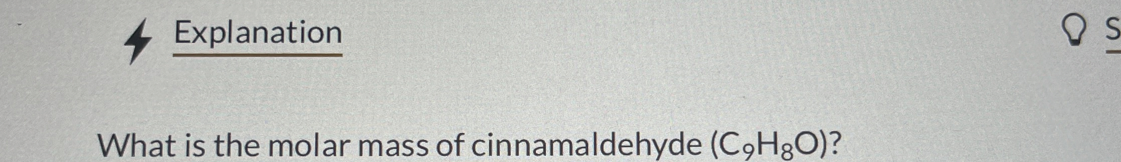 Solved What is the molar mass of cinnamaldehyde | Chegg.com