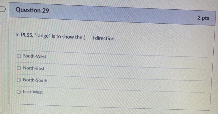 Solved Question 29 2 pts In PLSS, Solved Question 29 2 pts In PLSS,