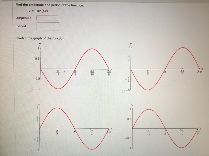 Solved Find the amplitude and period of the function. y = | Chegg.com