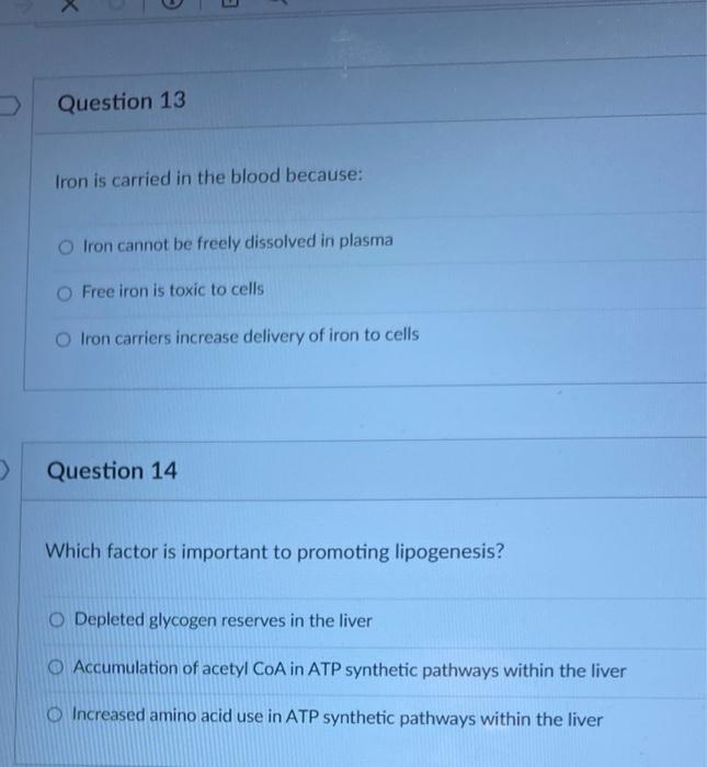 Solved Iron is carried in the blood because: Iron cannot be | Chegg.com