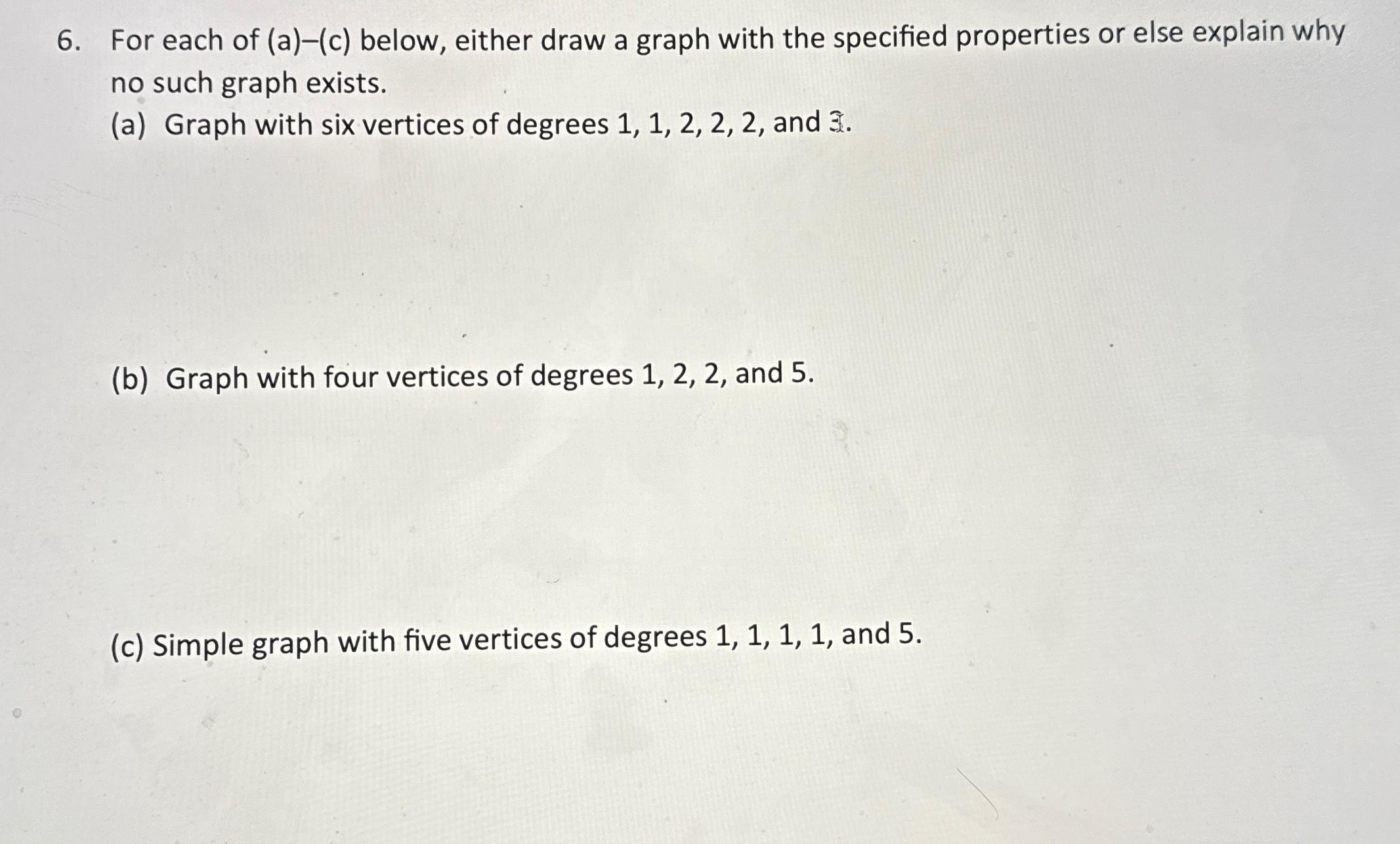 For each of (a)-(c) ﻿below, either draw a graph with | Chegg.com