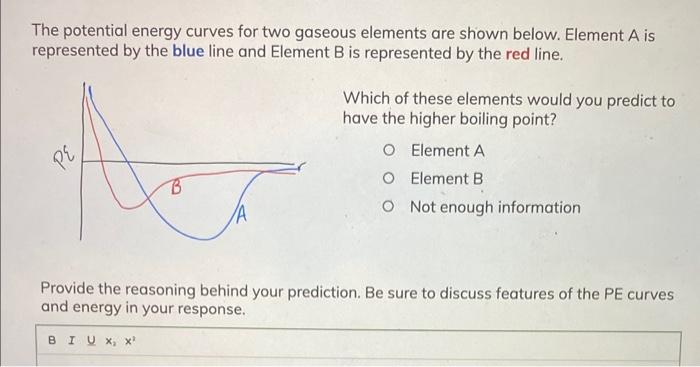 Solved The potential energy curves for two gaseous elements | Chegg.com