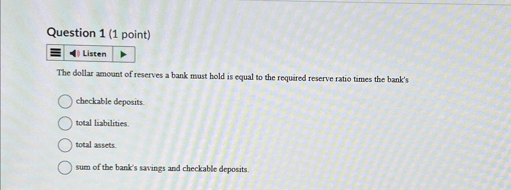 Solved Question 1 (1 point)ListenThe dollar amount of | Chegg.com Solved Question 1 (1 point)ListenThe dollar amount of | Chegg.com