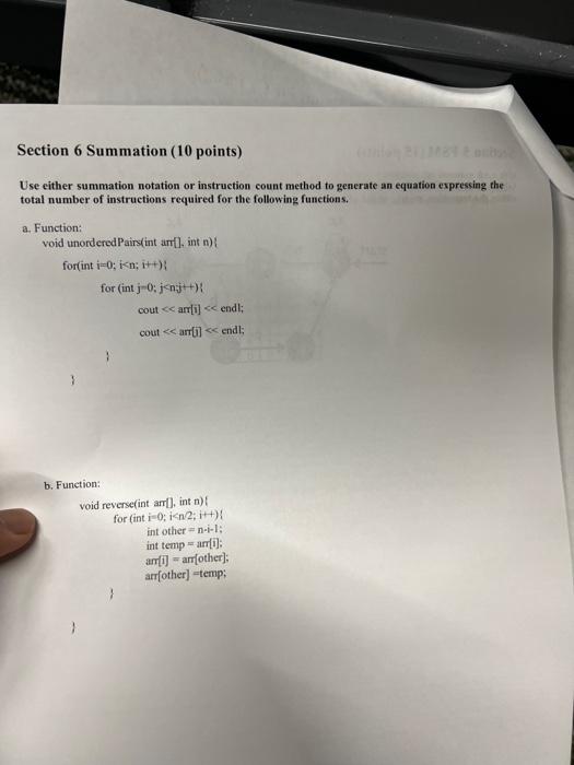 Solved Section 6 Summation (10 points) Use either summation | Chegg.com