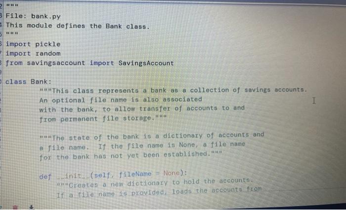Solved The -_str_ method of the Bank class (in bank.py) | Chegg.com
