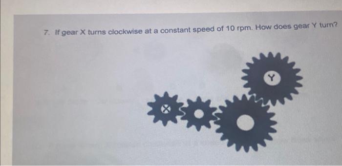 Solved 7. If gear X turns clockwise at a constant speed of | Chegg.com