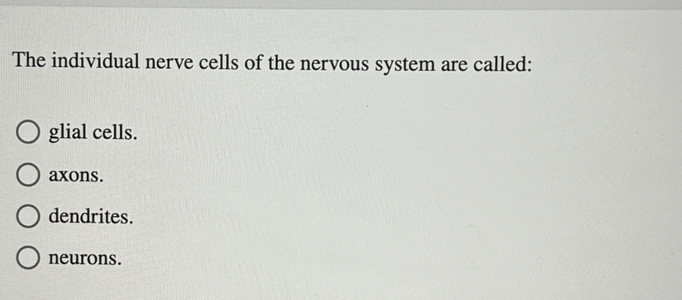 Solved The individual nerve cells of the nervous system are | Chegg.com