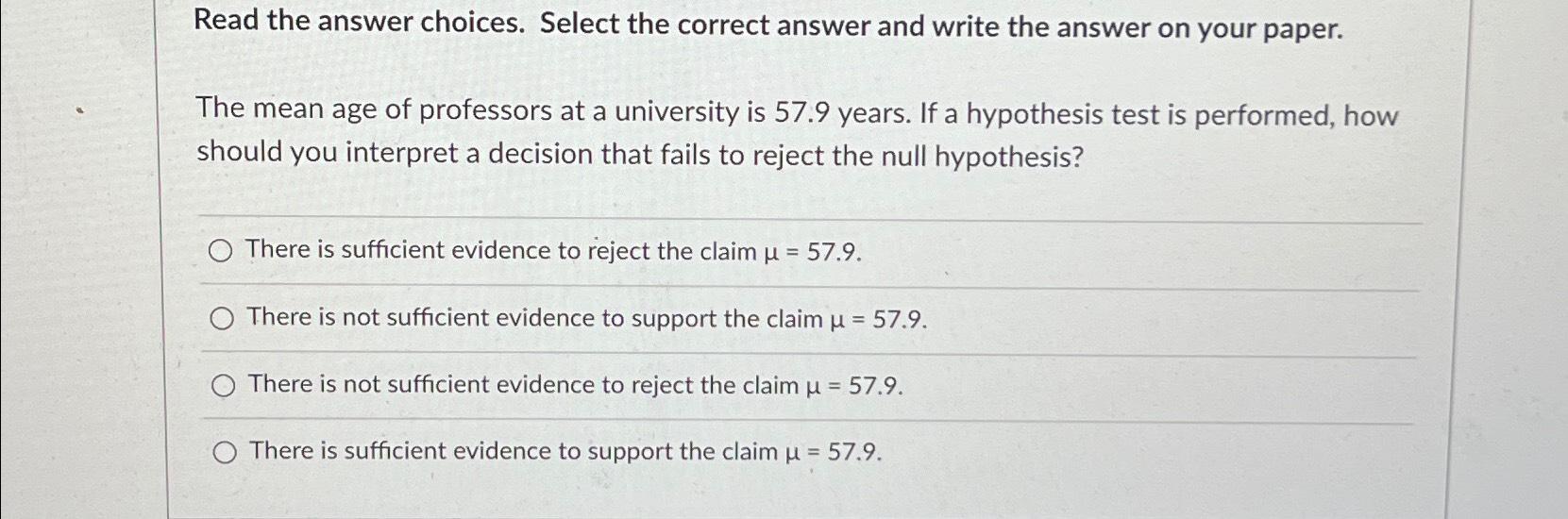 Solved Read the answer choices. Select the correct answer | Chegg.com
