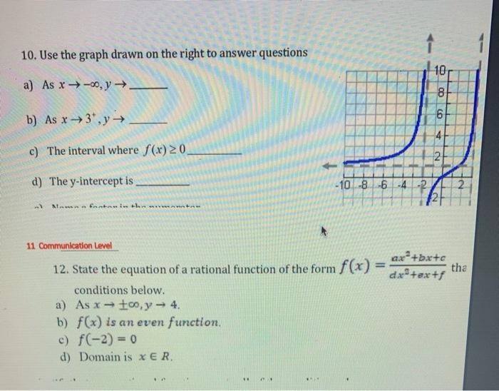 Solved 10. Use the graph drawn on the right to answer | Chegg.com