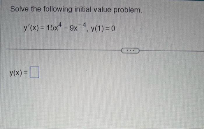 Solved Solve the following initial value problem. | Chegg.com