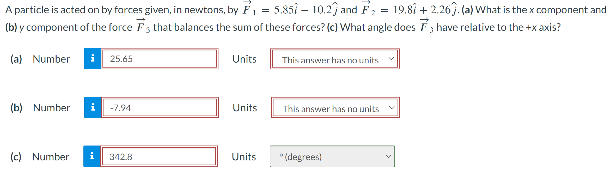 Solved A particle is acted on by forces given, in newtons, | Chegg.com