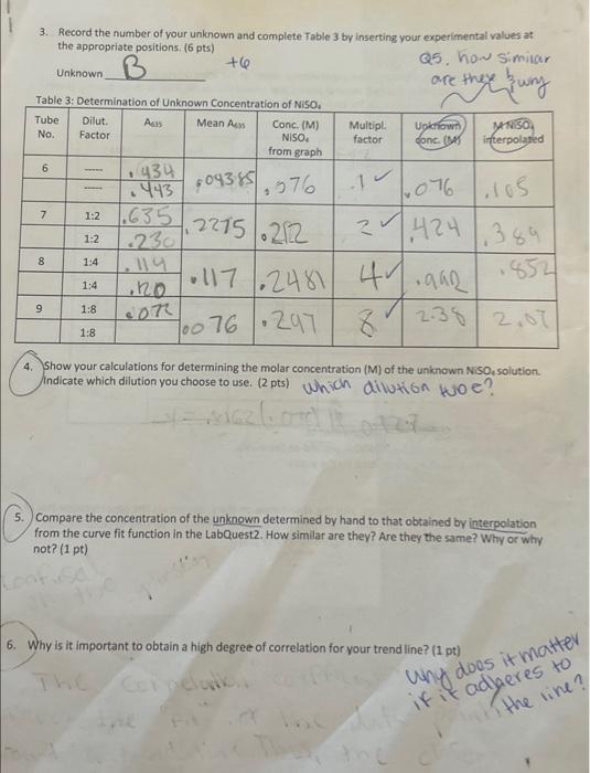 Solved 3. Record the number of your unknown and complete | Chegg.com