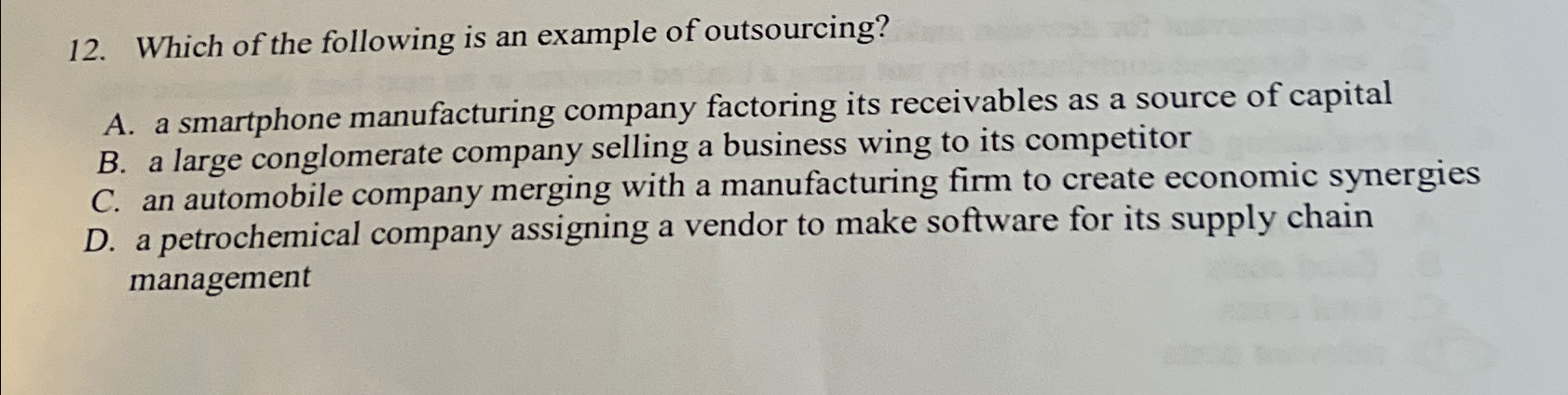 Solved Which of the following is an example of | Chegg.com