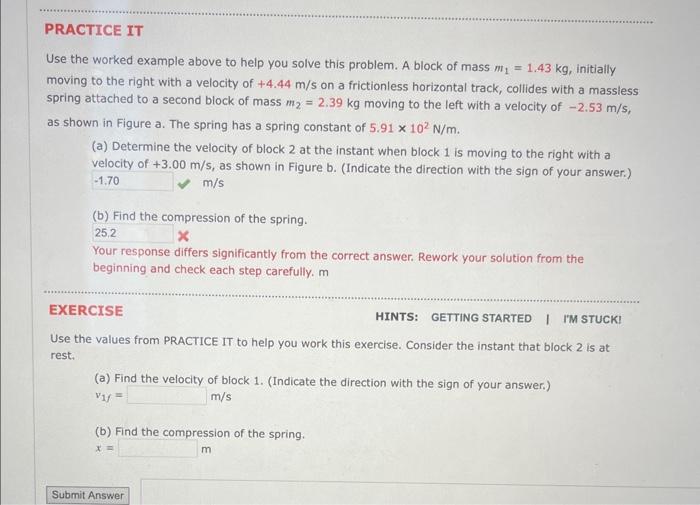 Solved energy. PROBLEM A block of mass m1=1.60 kg, initially | Chegg.com