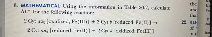 Solved 8. MATHEMATICAL Using the information in Table 20.2, | Chegg.com