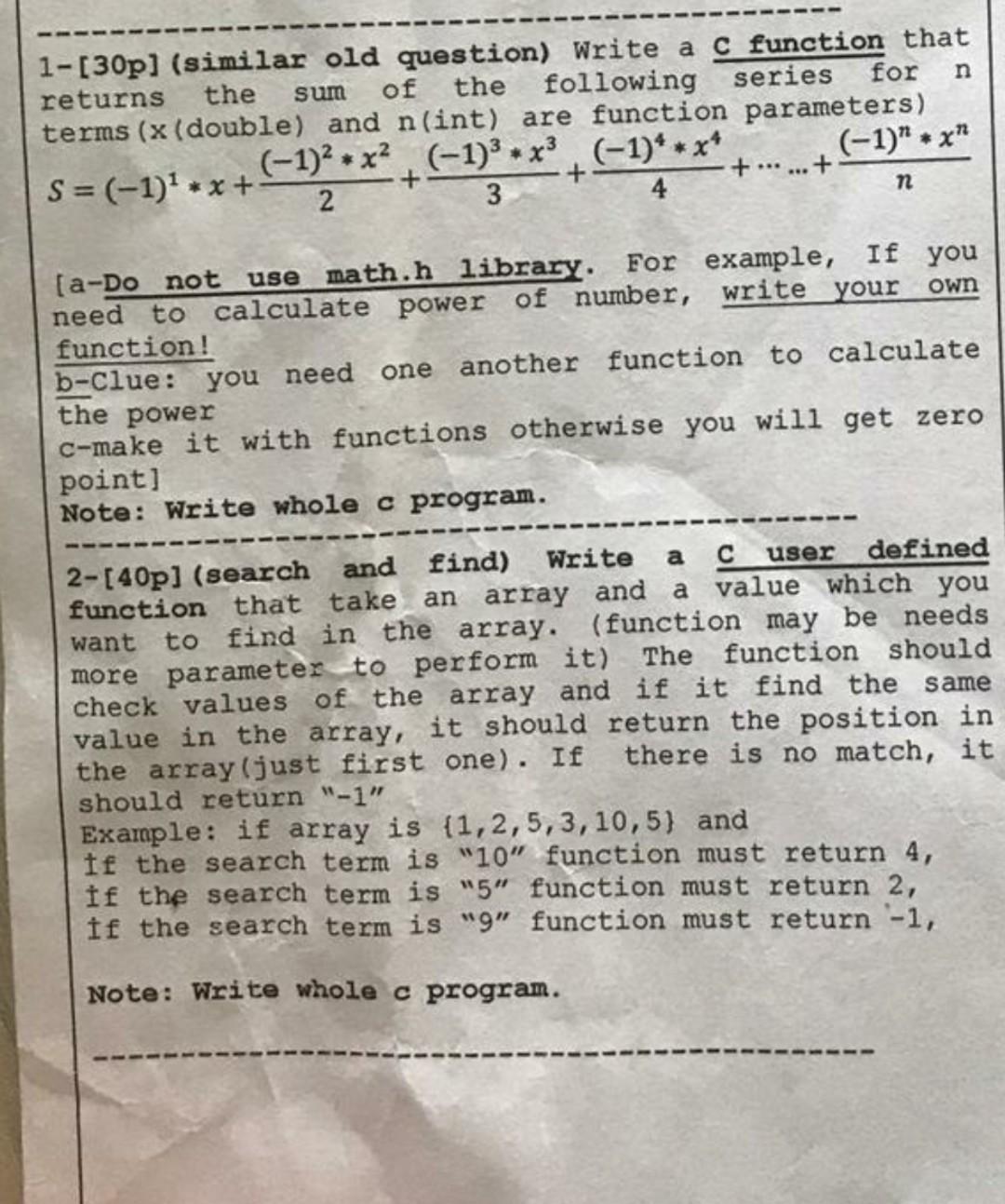 Solved 1-[30p] (similar old question) Write a C function | Chegg.com