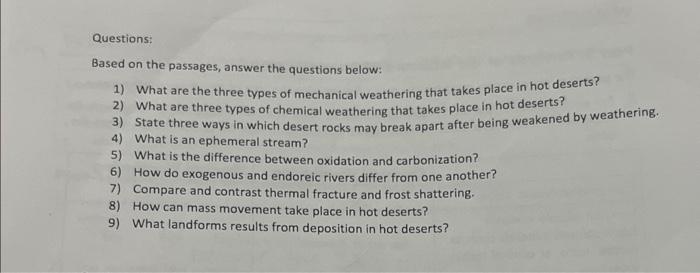 Solved Questions: Based on the passages, answer the | Chegg.com